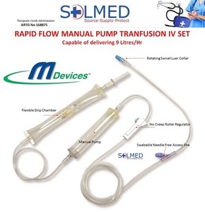 PARAMEDIC INTRAVENOUS TRANSFUSION PUMP SET NEEDLE FREE FOR RAPID ...