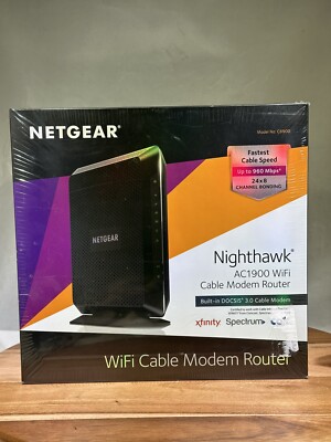 NETGEAR Nighthawk Dual Band AC1900 Cable Modem Router Black (C6900) New ...