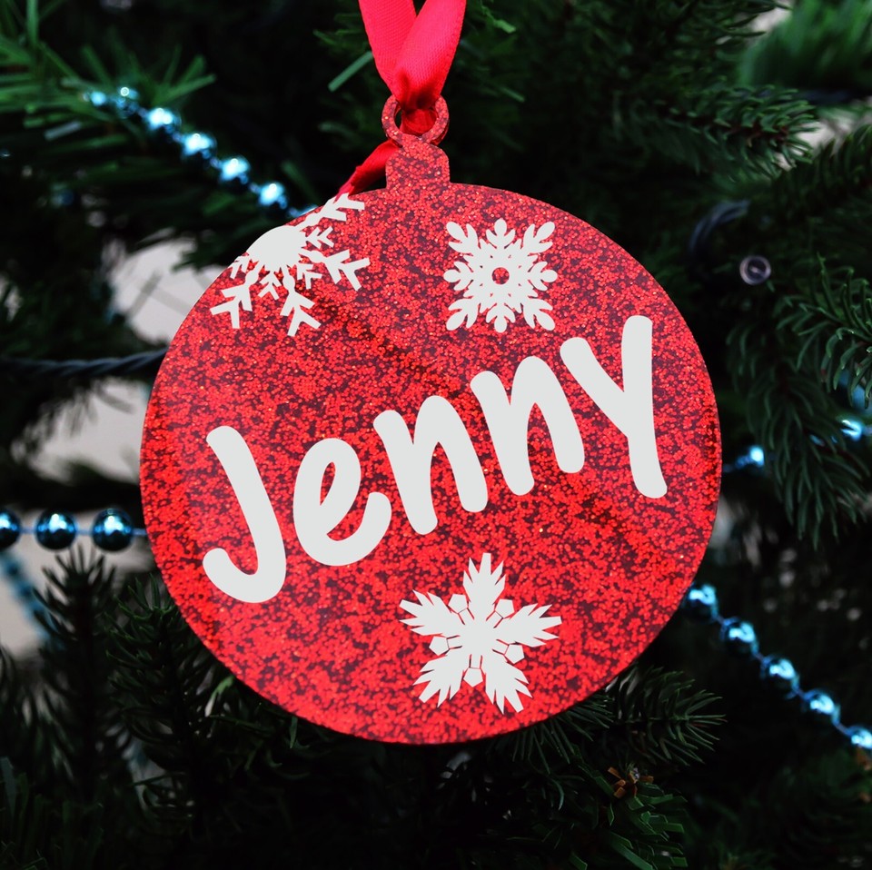 Christmas Bauble Personalised Christmas Tree Decoration Any Name text ...