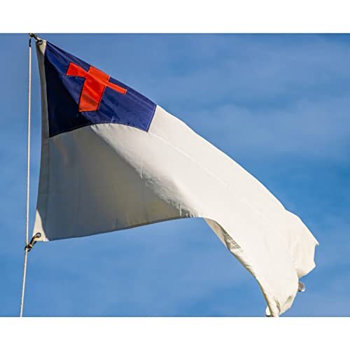 Christian Flag 2x3 ft Outdoor Made in USA, Embroidered Christian Church ...
