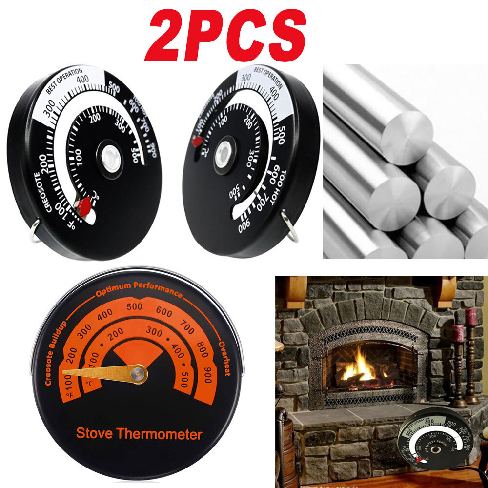 2X Magnetic Wood Stove Flue Pipe Thermometer Burner Temperature ...