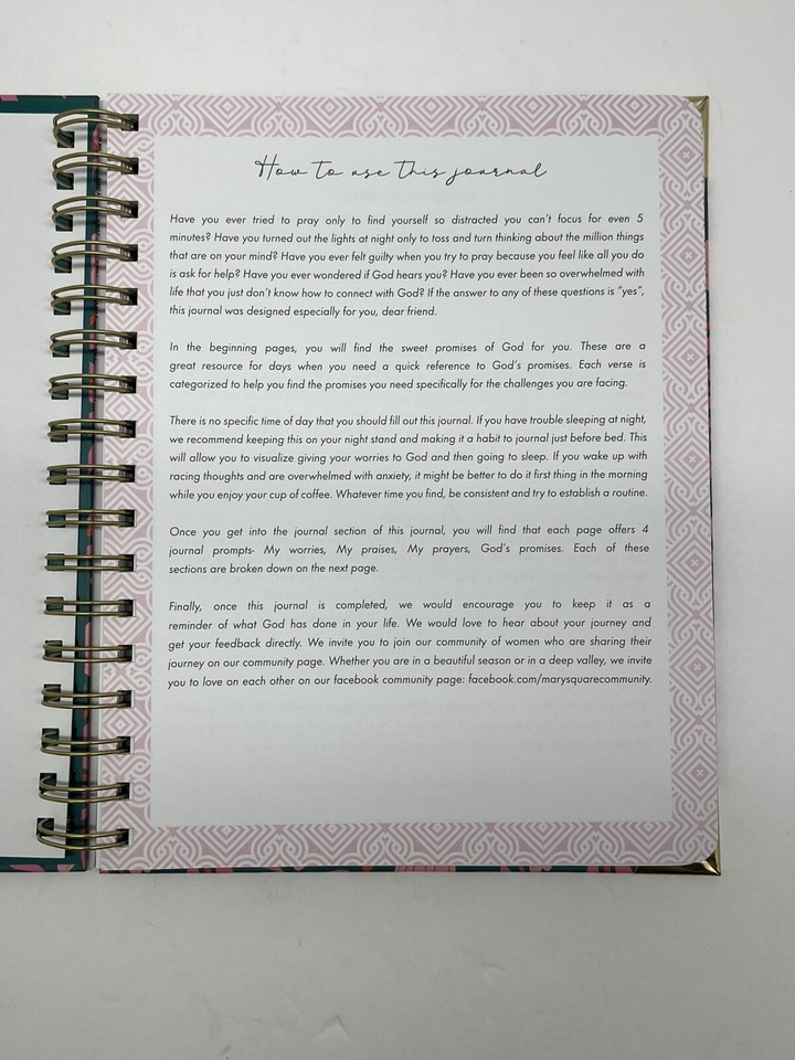 Mary Square Prayer Journal Book (Garden Path) 7" x 9" Spiral Helpful ...