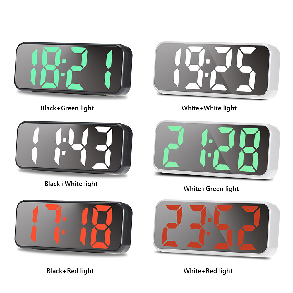LED Desk Clock with Snooze Function 12/24H Electronic Clocks Desktop ...