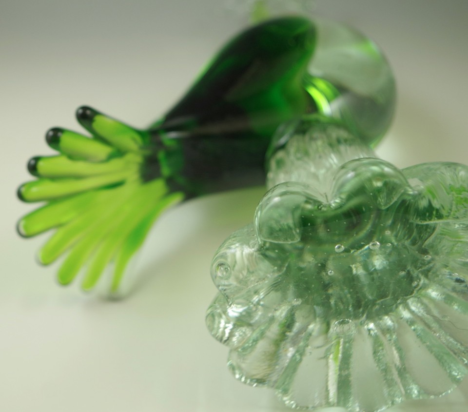 1960's MURANO GLASS seguso ROOSTER FIGURINE SOMMERSO GREEN 11" ORIG ...