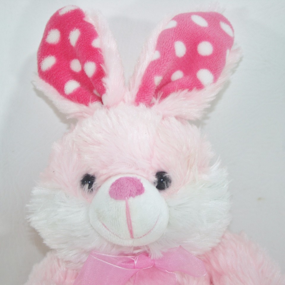 Hug & Luv Bunny Rabbit Pink Polka Dots Plush Stuffed Animal Lovey Soft ...