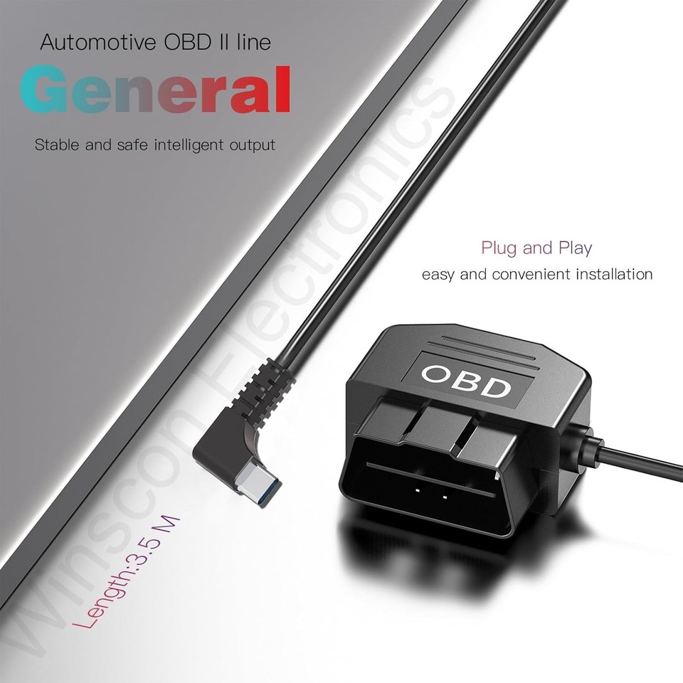 Dash Cam OBD Hardwire Kit, Camera USB Type C Kit with Black | eBay