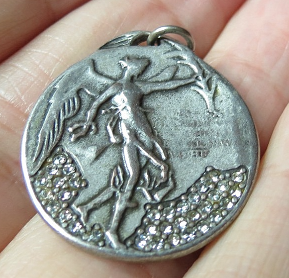 ANCIENT GREEK ROMAN NIKE SILVER TONE COIN W/ STONES SPECIAL MADE TO ...