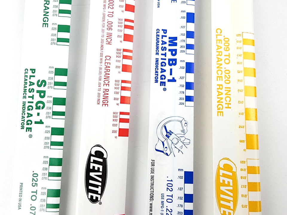 4x Plastigage Blue Red Green Yellow Main Rod Bearing Clearance Gauge ...