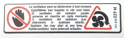 VW MK2 GOLF CORRADO VR6 G60 16V RADIATOR FAN STICKER 191 101 029 M ...