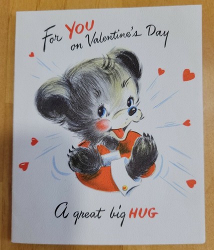 VINTAGE VALENTINES DAY - HALLMARK - ANTHROPOMORPHIC BEAR - "BIG HUG ...