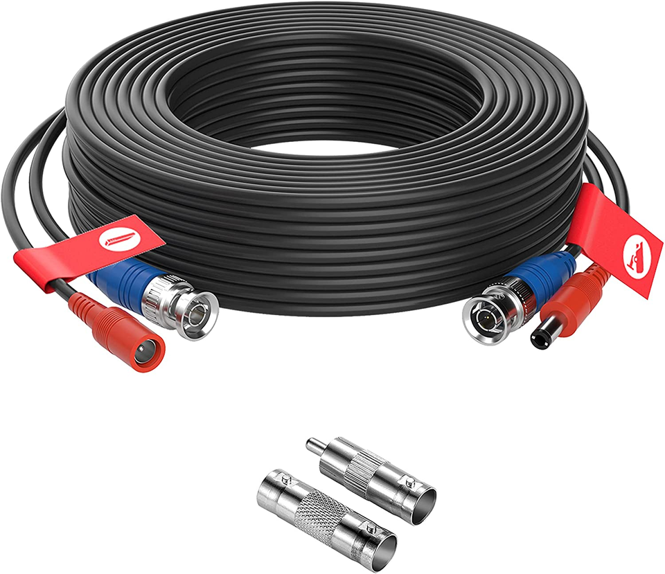 ZOSI Security Camera Cable 60FT DC Power BNC RCA Connector Surveillance ...