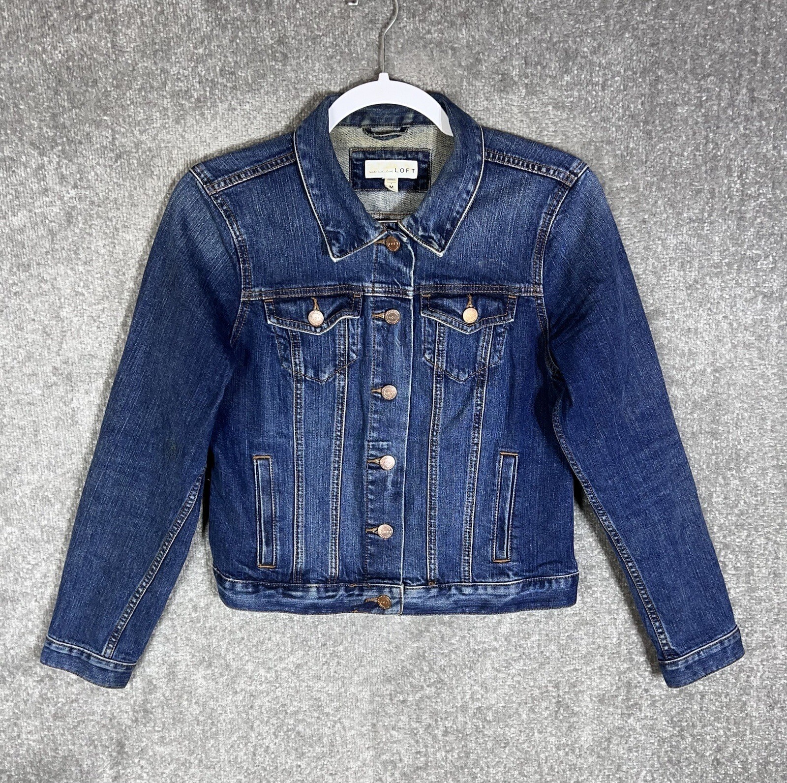 Made And Loved LOFT Cropped Denim Jean Jacket Womens … - Gem