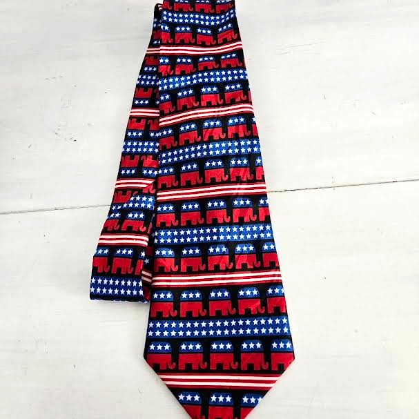 Republican Neck Tie Elephant Trump Red White Blue Hand Made Steven ...