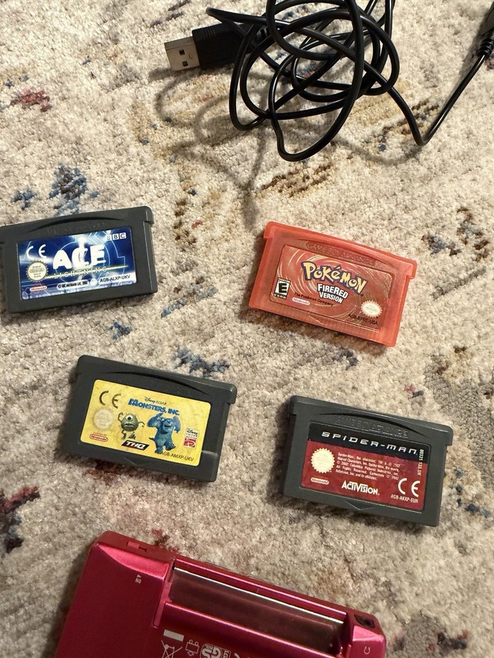 Nintendo Game Boy Micro Pink Handheld Console Bundle - Read Description ...