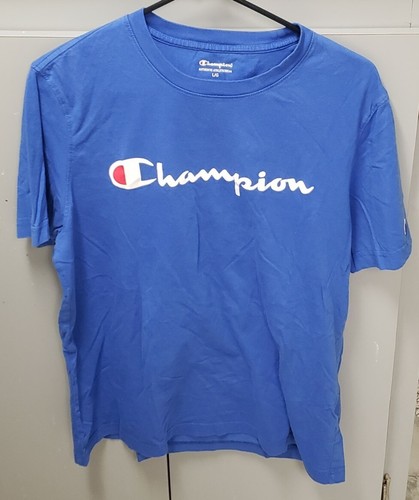 Champion Mens Classic Jersey Script Logo T-Shirt- Size Youth Large | eBay