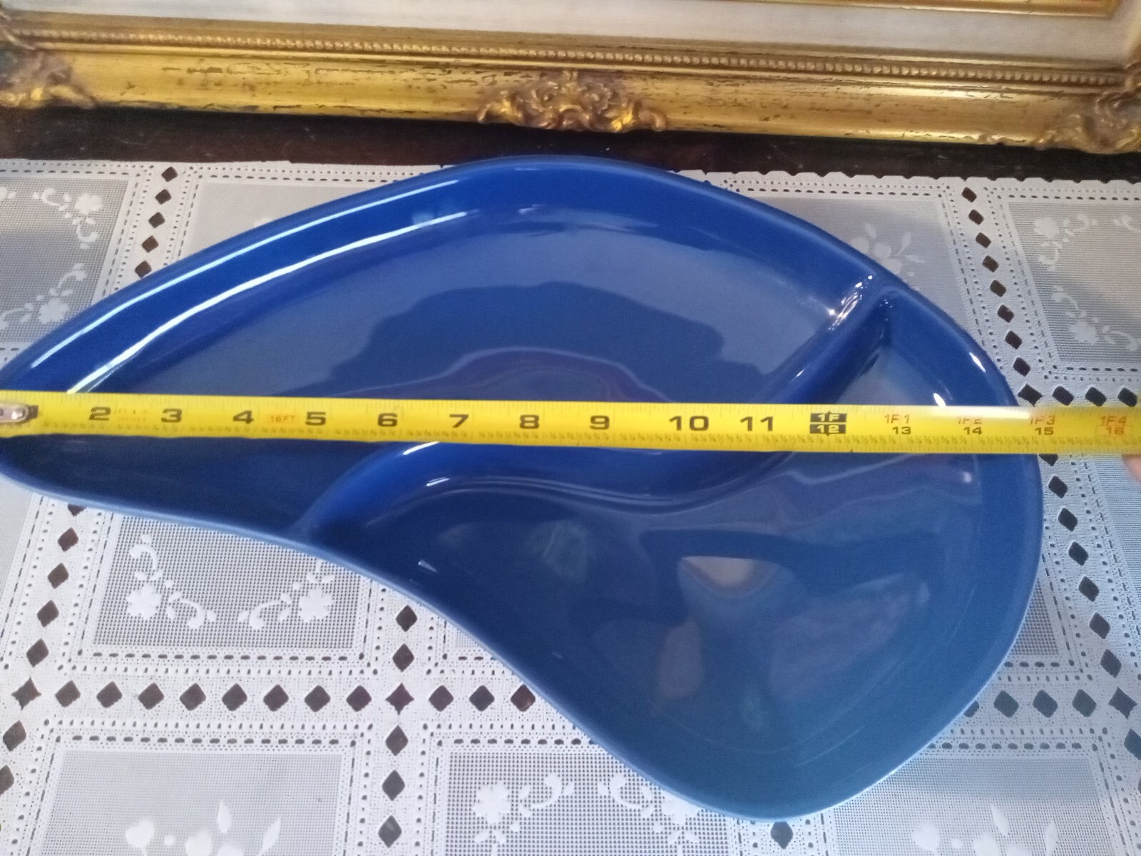 Appolia Pottery France Large Art Deco Cobalt Blue Divided Serving Dish ...