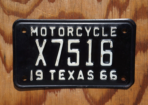 1966 Texas MOTORCYCLE License Plate - TYPE 2 - Late Issue | eBay