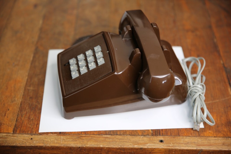 Vintage Brown Push Button Dial Phone Gold Star Model 2500 desktop ...