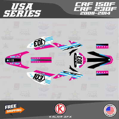 Graphics Kit for HONDA CRF150F CRF230F (2008-2014) Usa Series - Magenta ...