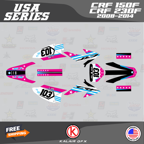 Graphics Kit for HONDA CRF150F CRF230F (2008-2014) Usa Series - Magenta ...