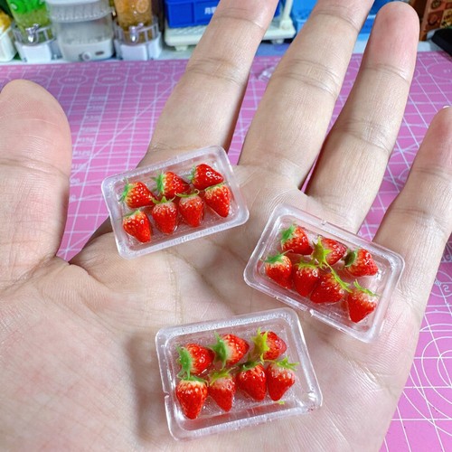 1:12 Scale Dollhouse Miniatures Strawberry Tray Set Fruit Mini Food ...
