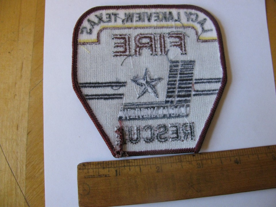 TEXAS TX - Lacy Lakeview EMT Fire Rescue Dept Patch Iron On 4" Rare Vtg ...