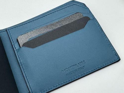 MONTBLANC SELECTION OTTANIO / BLUE SOFT LEATHER 6CC WALLET NEW 100% ...