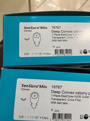 Coloplast sensura mio convex 16767 ostomy bag 2 ten ct. boxes 20 bags ...