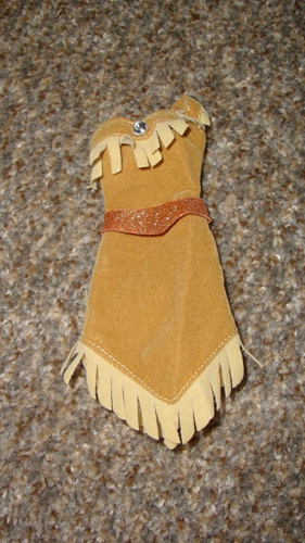 Disney Princess POCHAHONTAS Barbie Doll TAN BROWN Dress Gown Outfit | eBay