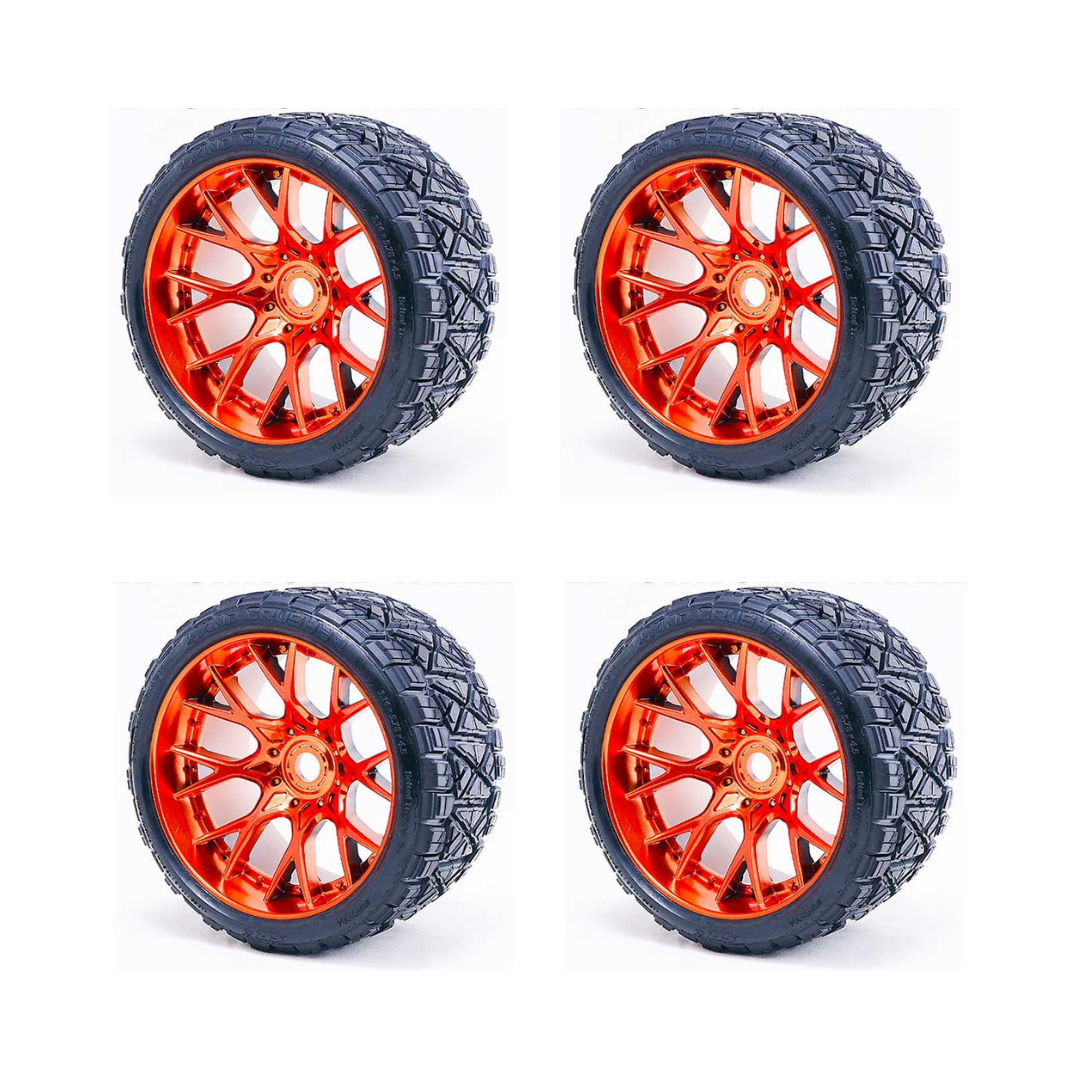 Sweep Racing SRC C1004RC Truck Terrain Crusher Belted Tire Red Chrome ...