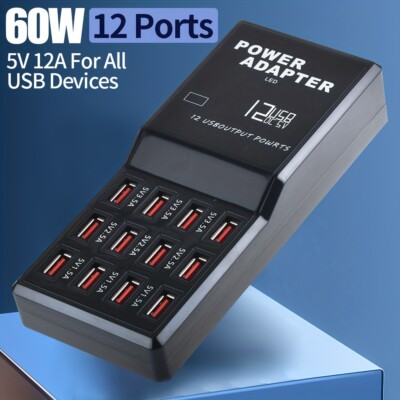 Multi 12 Port USB Charging Station Hub Desktop Wall Cell Phone Charger ...