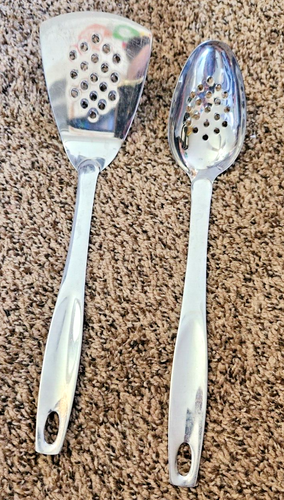 ONEIDA STAINLESS STEEL COOKING PAIR SPOON AND SPATULA HOLED | eBay