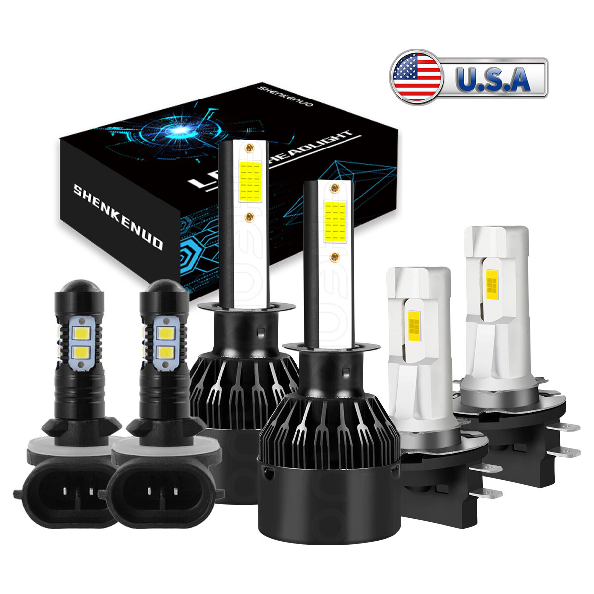 For Kia Forte Koup 2010-2013 LED Headlights Hi/Low + Fog Light Bulb H1 ...