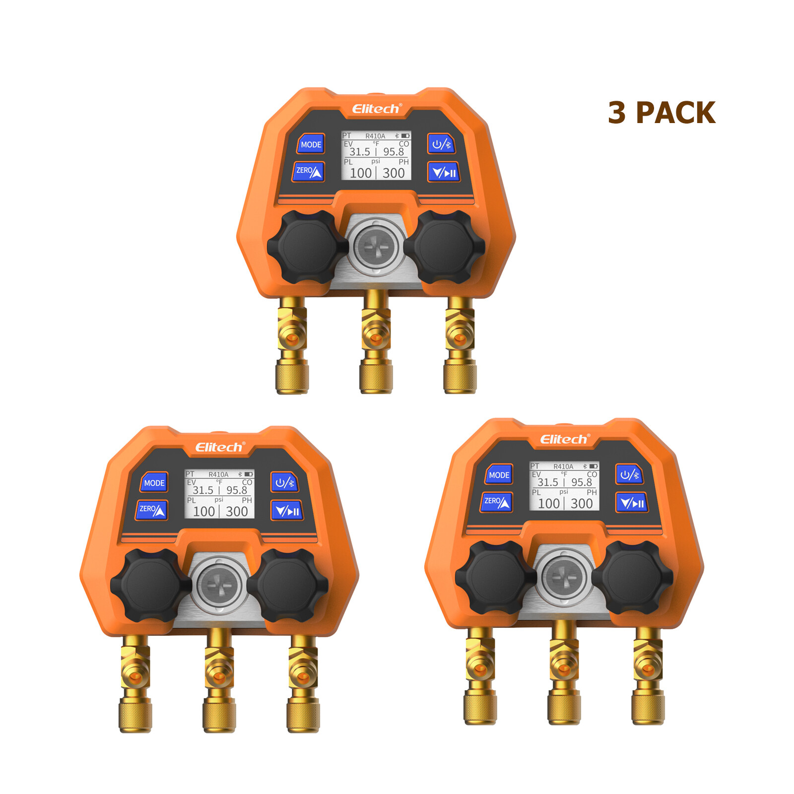 Elitech Smart Manifold Gauge DMG-4B HVAC Pressure Gauges App Control ...