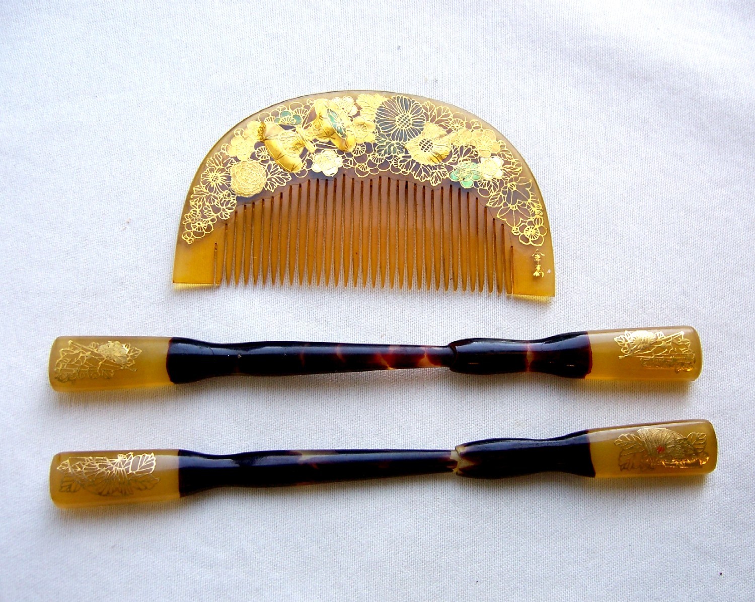 Vintage Japanese kanzashi comb hairpin geisha set hair accessory (AAP ...