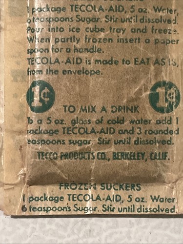 Vintsge 1920s Tecola-Aid Lime Flavor Eat Or Drink Confection NOS Full ...