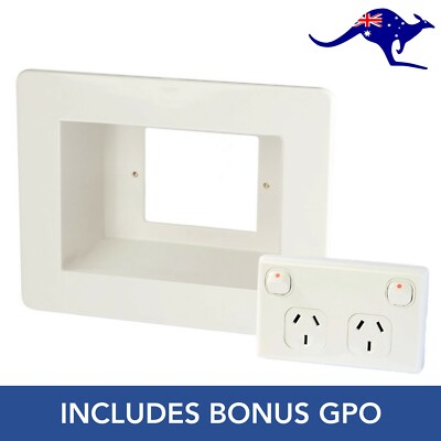 Recessed Power Point Box Wall Plate TV AV & Double PowerPoint GPO ...
