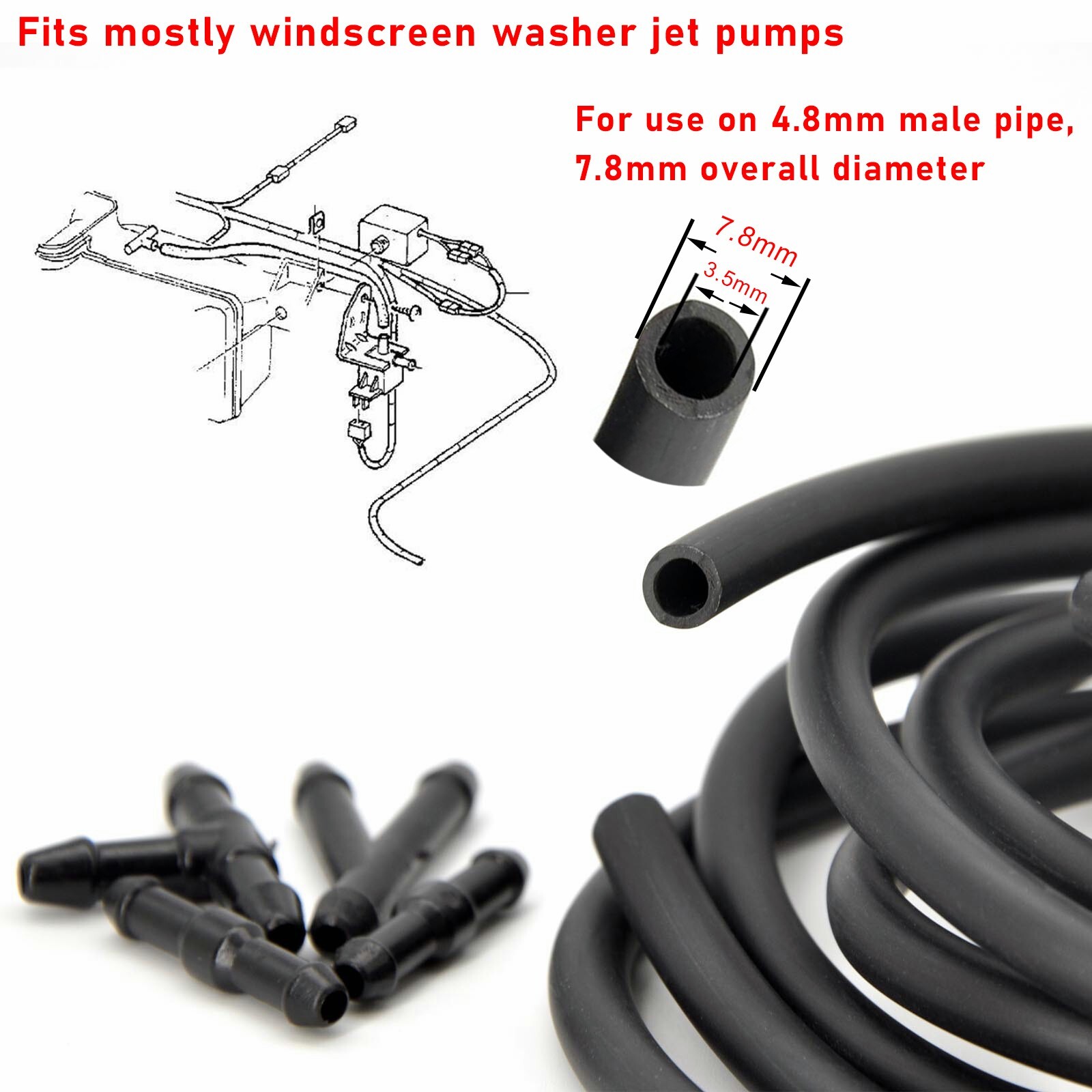 For Ford Kuga Windscreen Wiper Washer Jets Hose Tube Kit (clip to Wiper ...