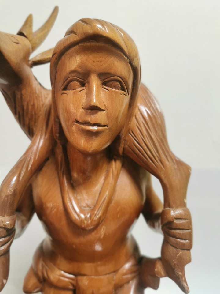 Vintage Large Sculpture Statue Igorot Tribe Wood Carved Warrior Hunter ...
