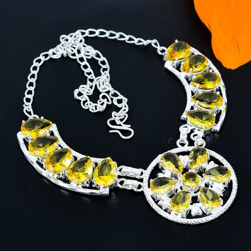 Citrine Gemstone Handmade 925 Sterling Silver Jewelry Necklace 18 ...
