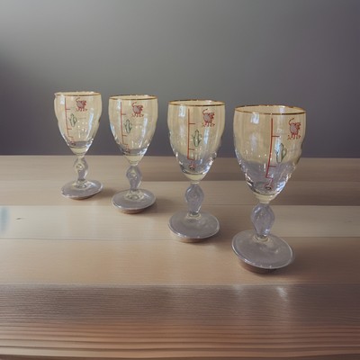 Set—4 Vintage Irish Coffee Stem Glasses. Recipe Measurements Gold ...