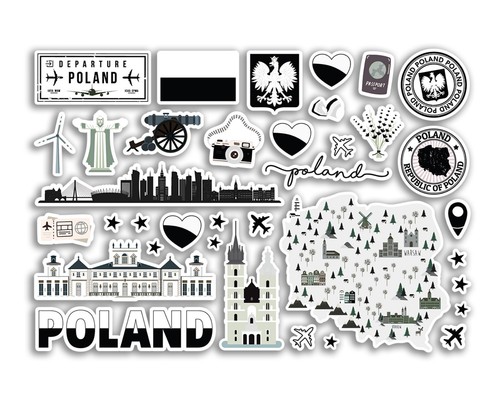 A5 Sticker Sheet Poland Vinyl Stickers - Landmarks Holiday Flag Travel ...