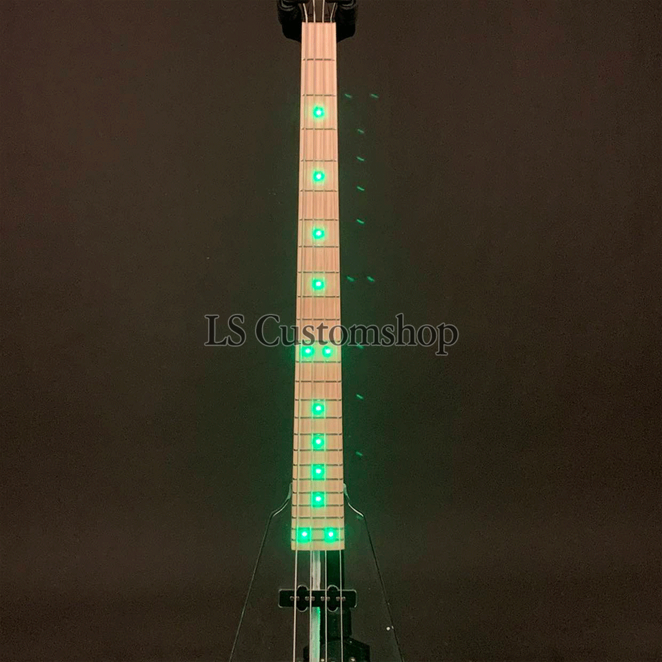 Acrylic Body Electric Guitar with Green LED Light Maple Fretboard Black ...