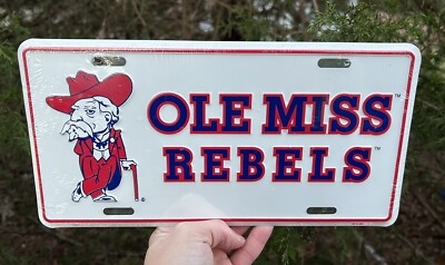Vintage OLE MISS REBELS Colonel Reb Univ of Miss booster license plate ...