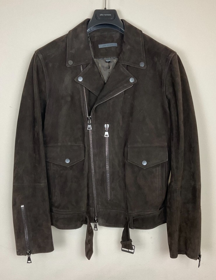 $2198 John Varvatos Collection Brown Suede Asymmetrical Biker Jacket ...