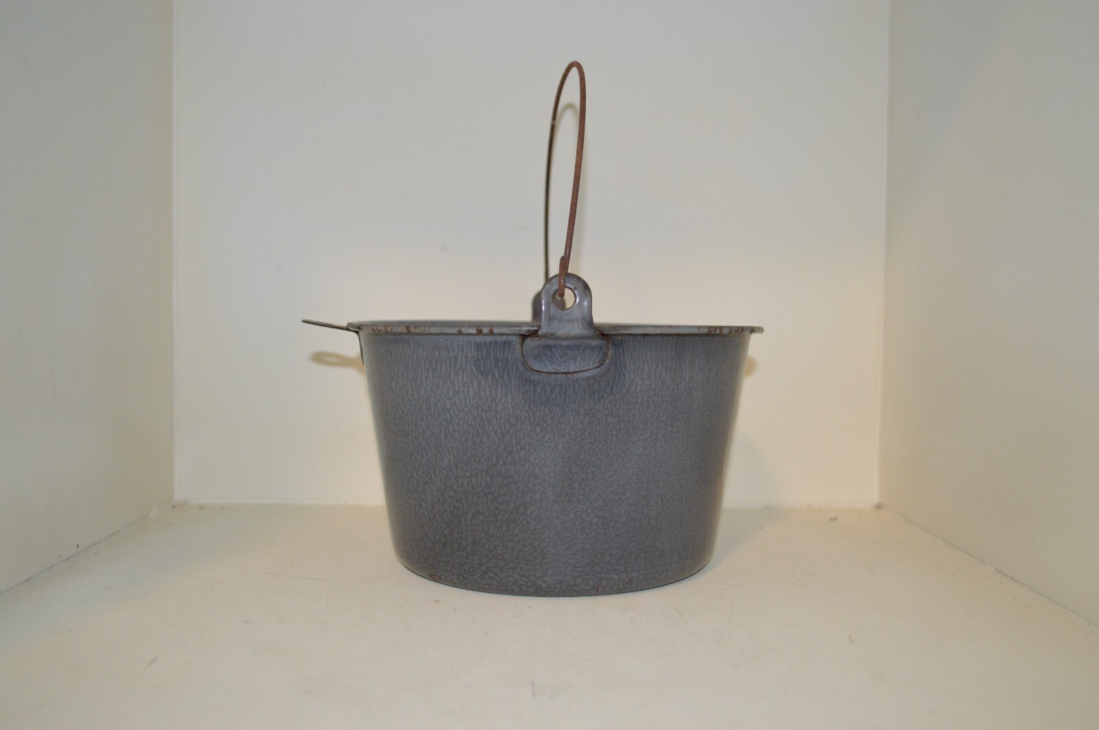 Vintage Gray Graniteware Enamelware Bucket Pail w/Handle | eBay