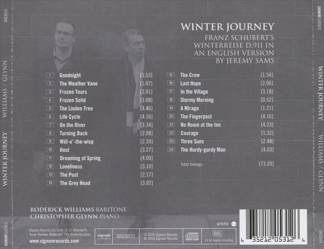 RODERICK WILLIAMS / CHRISTOPHER GLYNN SCHUBERT: WINTER JOURNEY NEW CD ...