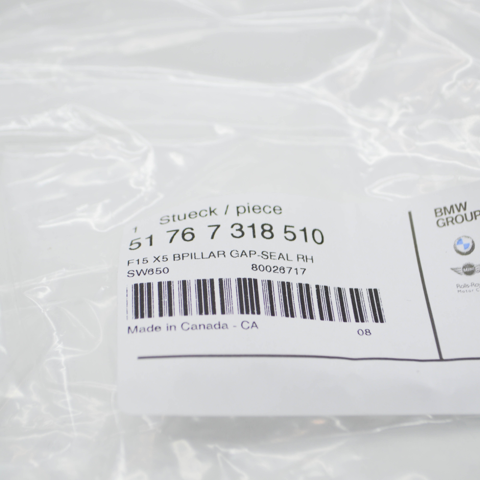 BMW X5 F15 Rear Right Door Seal 51767318510 NEW GENUINE | eBay Australia