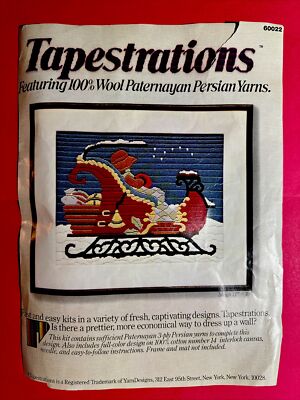 Vntg Tapestrations Needlepoint Kit Sleigh 60022 Persian Wool Paternayan ...