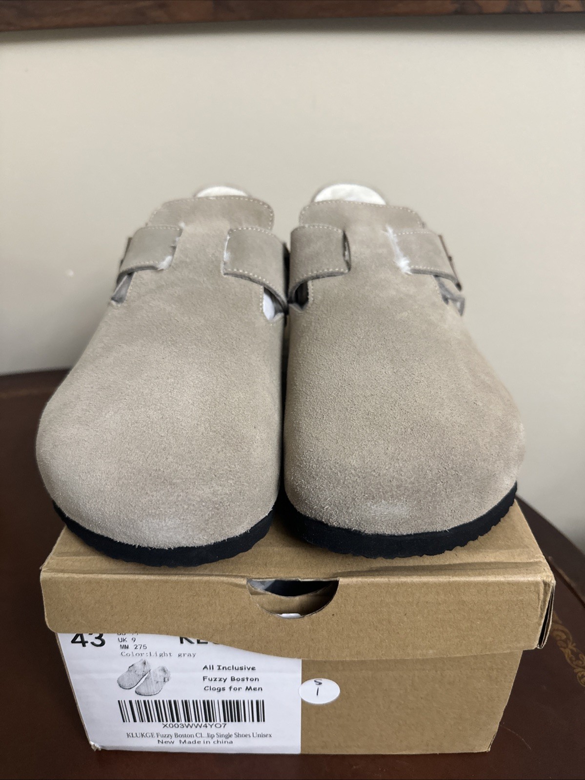 Klukge Fuzzy Boston Clogs for Men Suede Soft Leather Clogs U.S Size 11 ...
